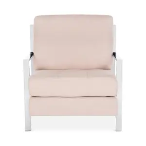 SAFAVIEH Walden Modern Tufted Linen Chrome Accent Chair - Beige