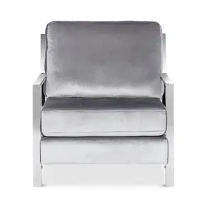 SAFAVIEH Walden Modern Tufted Linen Chrome Accent Chair - Light Grey