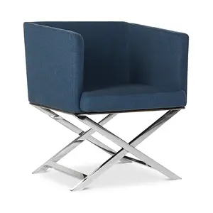 SAFAVIEH Celine Chrome Cross Leg Chair - Navy/chrome
