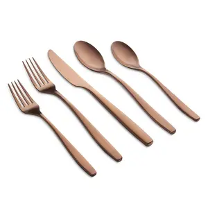 CAMBRIDGE Silversmiths Averie Satin 20 Piece Flatware Set Copper