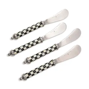 MACKENZIE-CHILDS Courtly Check Supper Club Spreaders, Set Of 4 - Black/white