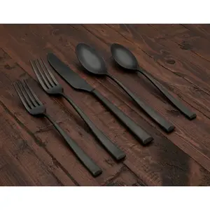 CAMBRIDGE Silversmiths Marlise Satin 20 Piece Flatware Set - Black