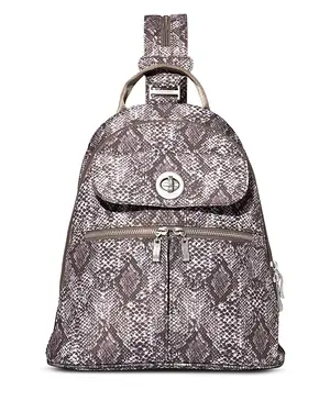 BAGGALLINI Naples Convertible Backpack Tan Python
