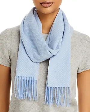 Bloomingdale'S Herringbone Cashmere Scarf - Exclusive Blue