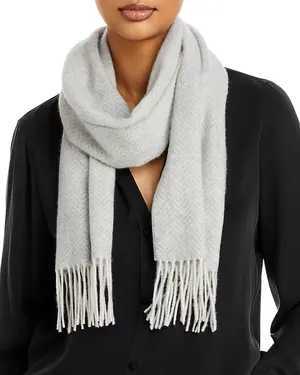 Bloomingdale'S Herringbone Cashmere Scarf Exclusive - Silver