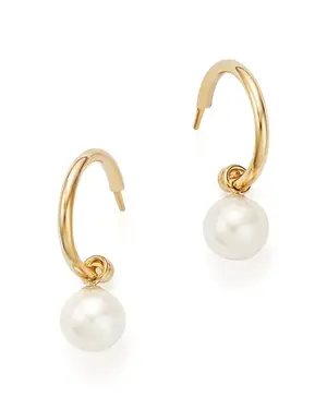 Bloomingdale'S Cultured Freshwater Pearl Huggie Hoop Earrings - White/gold