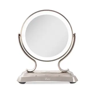 ZADRO Glamour Round Surround Led Mirror, 5x/1x Magnification - Satin Nickel