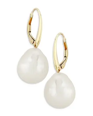 Bloomingdale'S 14k Yellow Gold Baroque Cultured Pearl Drop Earrings - White/gold