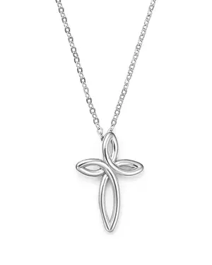 Aqua Bloomingdale's Fine Collection Sterling Looped Cross Pendant Necklace - Silver
