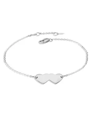Aqua Bloomingdale's Fine Collection Double Heart Link Bracelet - Silver