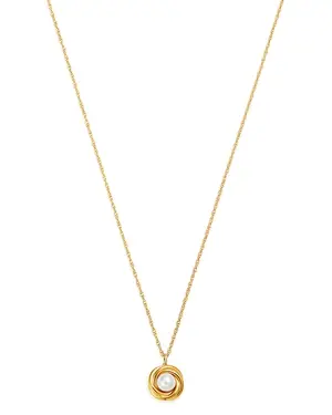 BLOOMINGDALE'S Cultured Freshwater Pearl And 14K Yellow Gold Knot Pendant Necklace