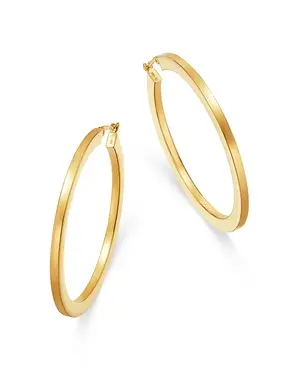 MOON & MEADOW 14k Yellow Flattened Hoop Earrings - Gold
