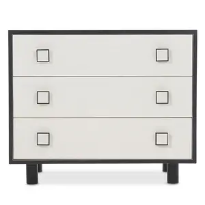 BERNHARDT Silhouette 3 Drawer Nightstand With Square Hardware - Eggshell/onyx
