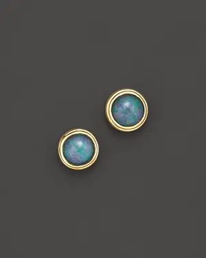 Bloomingdale'S 14k Yellow Gold Black Opal Stud Earrings - Blue/gold