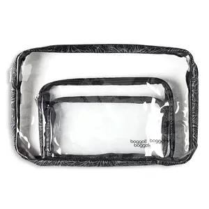 BAGGALLINI Clear Travel Pouch Set - Midnight Blossom