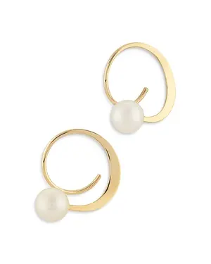 MOON & MEADOW 14k Yellow Gold Cuff Earrings With Cultured Freshwater - Pearl