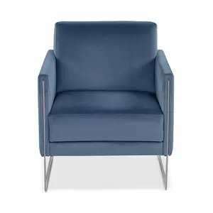 GIUSEPPE NICOLETTI Coco Velvet Brass Chair Dubai Azzurro - Stainless Steel