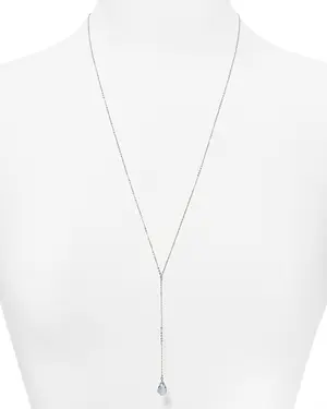 Aqua Sterling And Topaz Y Necklace - Silver