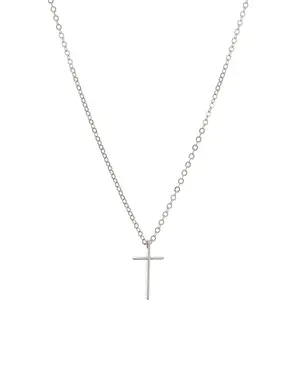 Aqua Sterling Cross Pendant Necklace - Silver