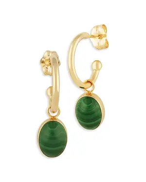 Bloomingdale'S 14k Yellow Gold Malachite Drop Earrings - Green/gold