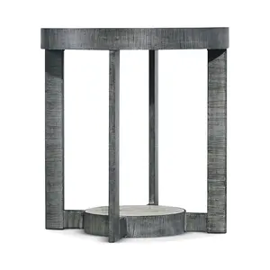 HOOKER FURNITURE Mill Valley Round End Table - Metal Base/travertine Top