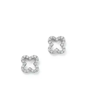 Bloomingdale'S Diamond Clover Stud Earrings - White