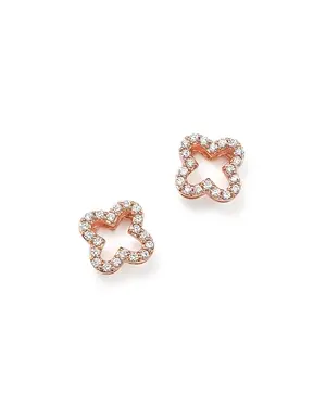 Bloomingdale'S Diamond Clover Stud Earrings - White/pink
