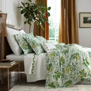 MATOUK Schumacher Pomegranate Quilted Euro Sham - Citrus
