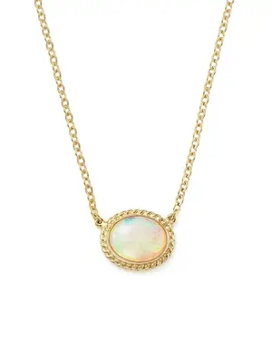Bloomingdale'S Opal Oval Pendant Necklace In 14k Yellow Gold - White/gold