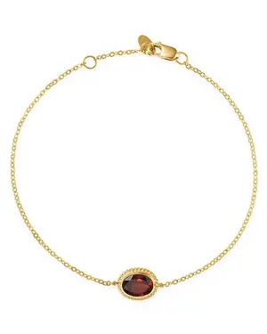 Bloomingdale'S 14k Yellow Gold Garnet Oval Bracelet - Red/gold