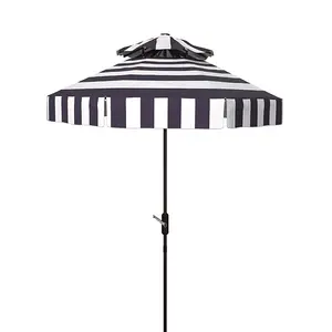 SAFAVIEH Elsa Fashion 9 Ft Tabletop Umbrella - Navy/white