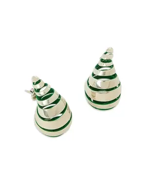 Bottega Veneta Spiral Drop Earrings - Silver/green