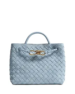 Bottega Veneta Andiamo Intrecciato Leather Top Handle Bag - Basalt