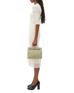 Bottega Veneta Andiamo Intrecciato Leather Top Handle Bag - Basalt
