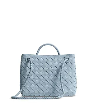 Bottega Veneta Andiamo Intrecciato Leather Top Handle Bag - Basalt