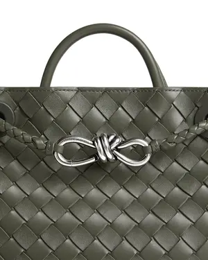 Bottega Veneta Andiamo Intrecciato Leather Top Handle Bag - Pickle