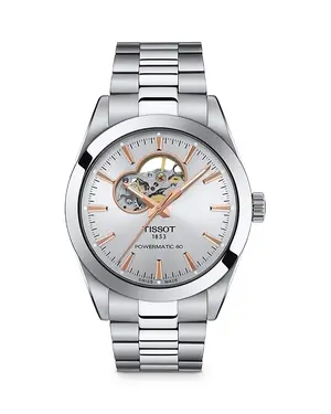 TISSOT Gentleman Powermatic 80 Open Heart Watch 40mm - Silver