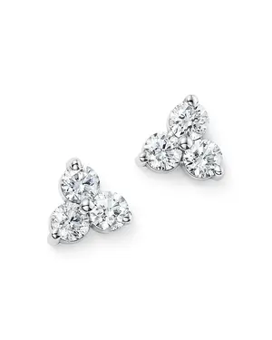 Bloomingdale'S Diamond Three Stone Stud Earrings - White