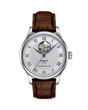 TISSOT Le Locle Powermatic 80 Open Heart Watch, 39mm - Silver/brown