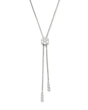 Bloomingdale'S Diamond Flower Bolo Necklace - White