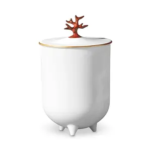 L'Objet Coral Porcelain Candle, 8 Oz. White