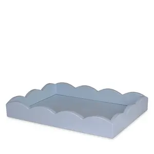 ADDISON ROSS Small Lacquered Scalloped Tray - Denim Blue