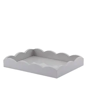 ADDISON ROSS Small Lacquered Scalloped Tray - Gray