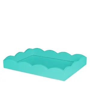 ADDISON ROSS Small Lacquered Scalloped Tray - Turquoise