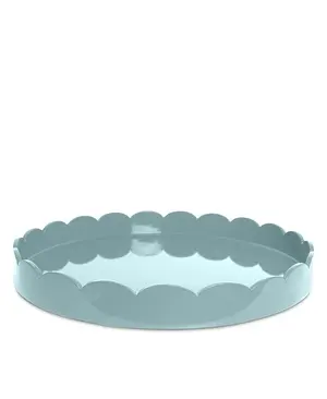 ADDISON ROSS Large Lacquer Scalloped Tray, 16 Round - Eau De Nil