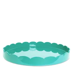 ADDISON ROSS Large Lacquer Scalloped Tray, 16 Round - Turquoise