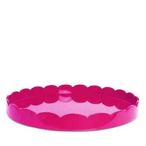 ADDISON ROSS Large Lacquer Scalloped Tray, 16 Round - Watermelon