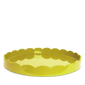 ADDISON ROSS Large Lacquer Scalloped Tray, 16 Round - Yellow