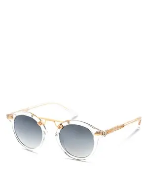 Krewe St. Louis 24k Round Sunglasses - Crystal/silver Gradient Mirror