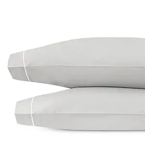 MATOUK Bergamo Pillow Case, King Pair Silver/white